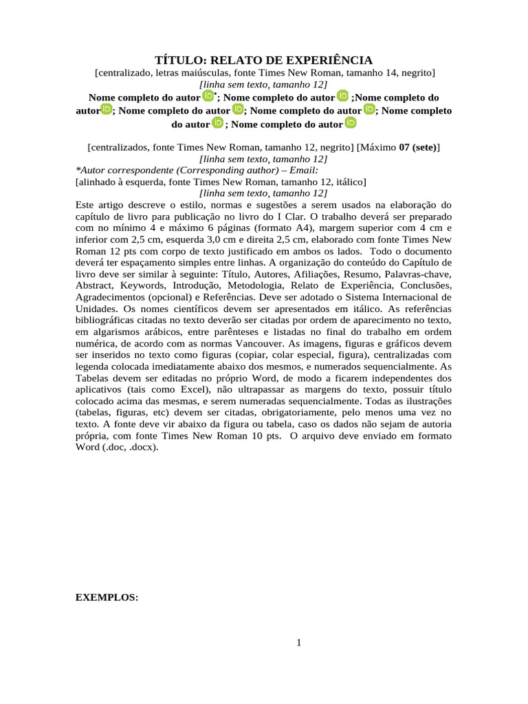 Modelo-relato-de-experiencia-I Clar | PDF | Abstract (resumo)