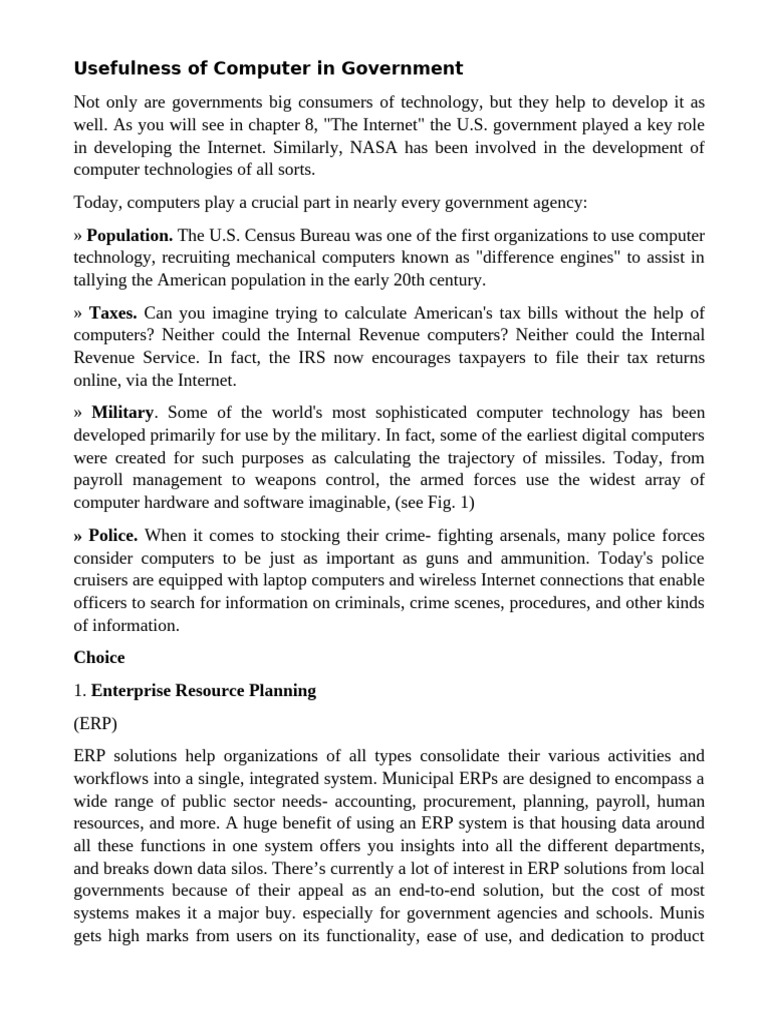 Usefulness of Computer in Government | PDF | E Government | Enterprise ...