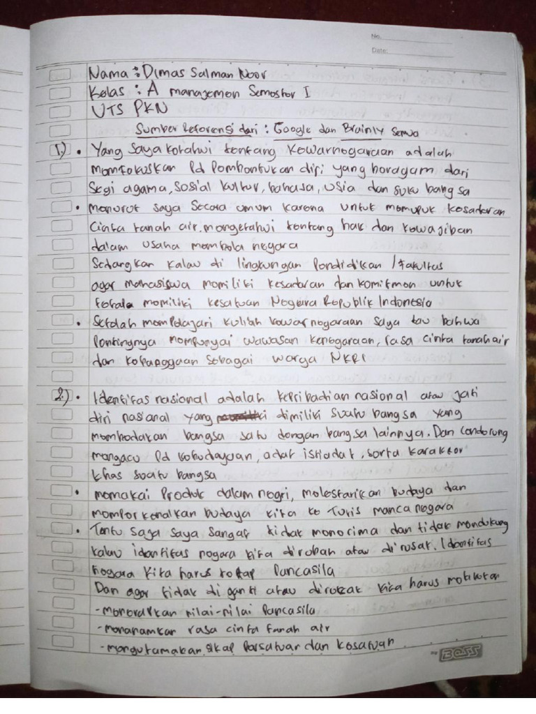 UTS PKN Dimas Salman N Semester 1 Manajemen | PDF