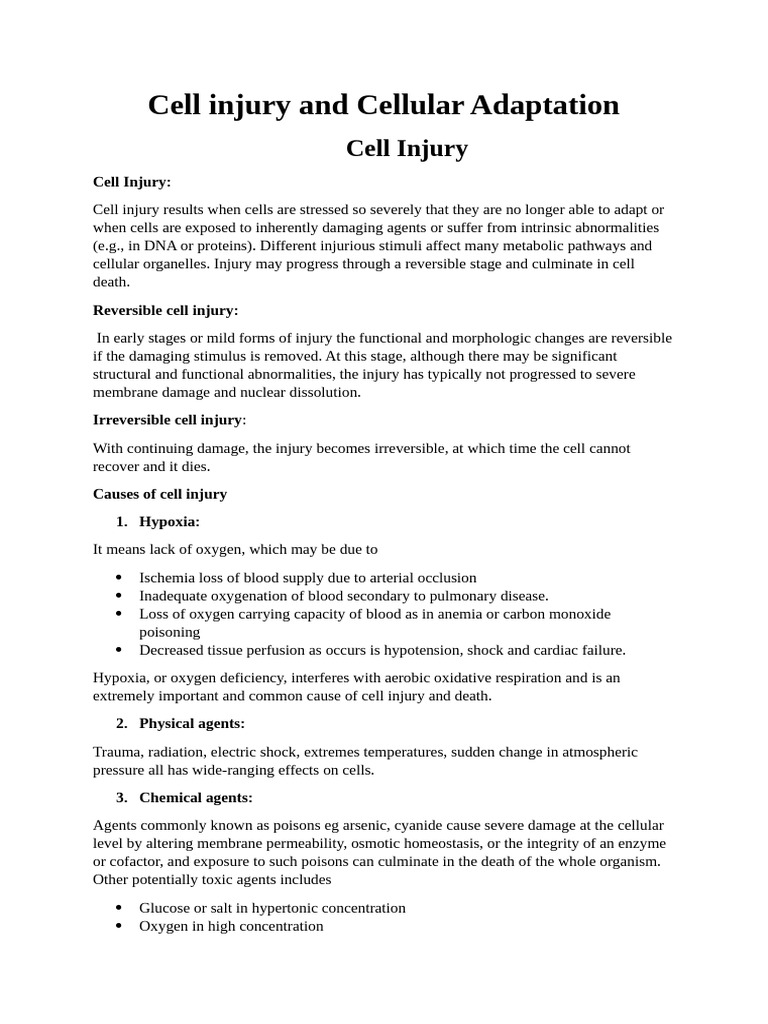 Understanding Cell Injury Mechanisms | PDF | Necrosis | Epithelium