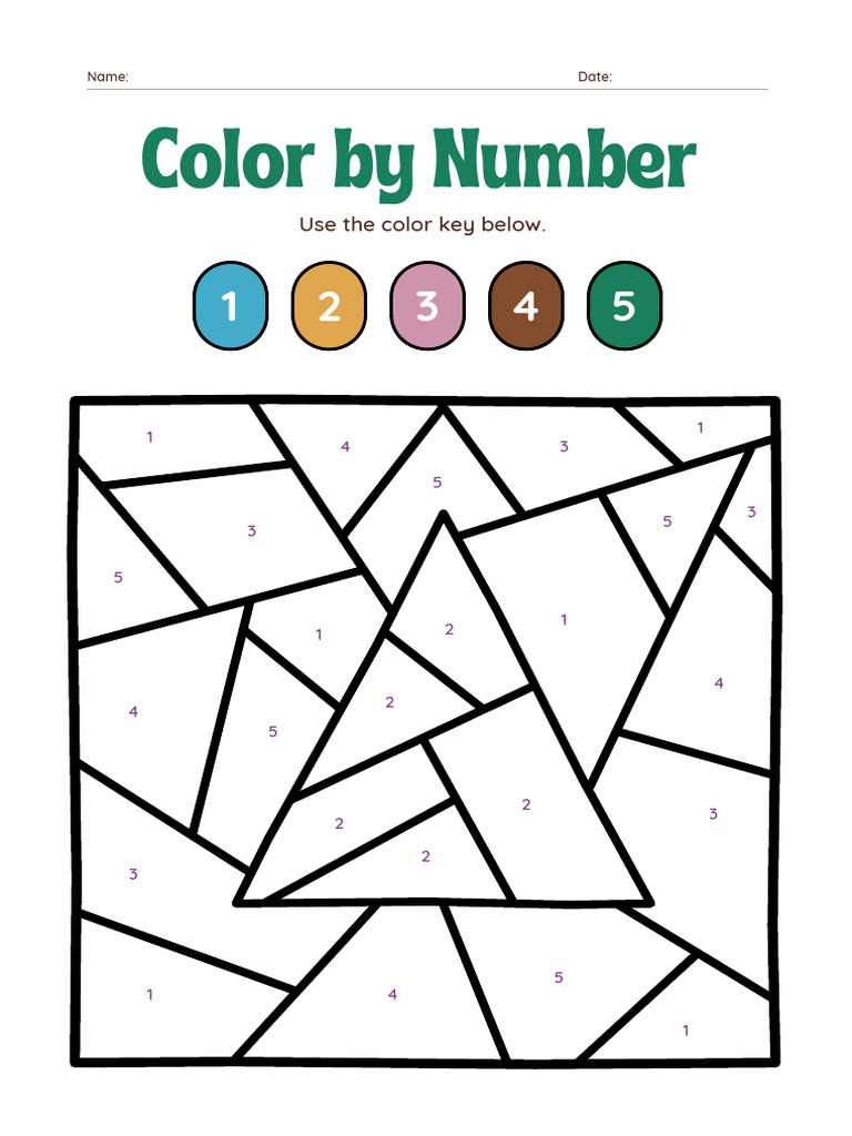 Color by Number Shapes Worksheet in Colorful Illustrative Style | PDF