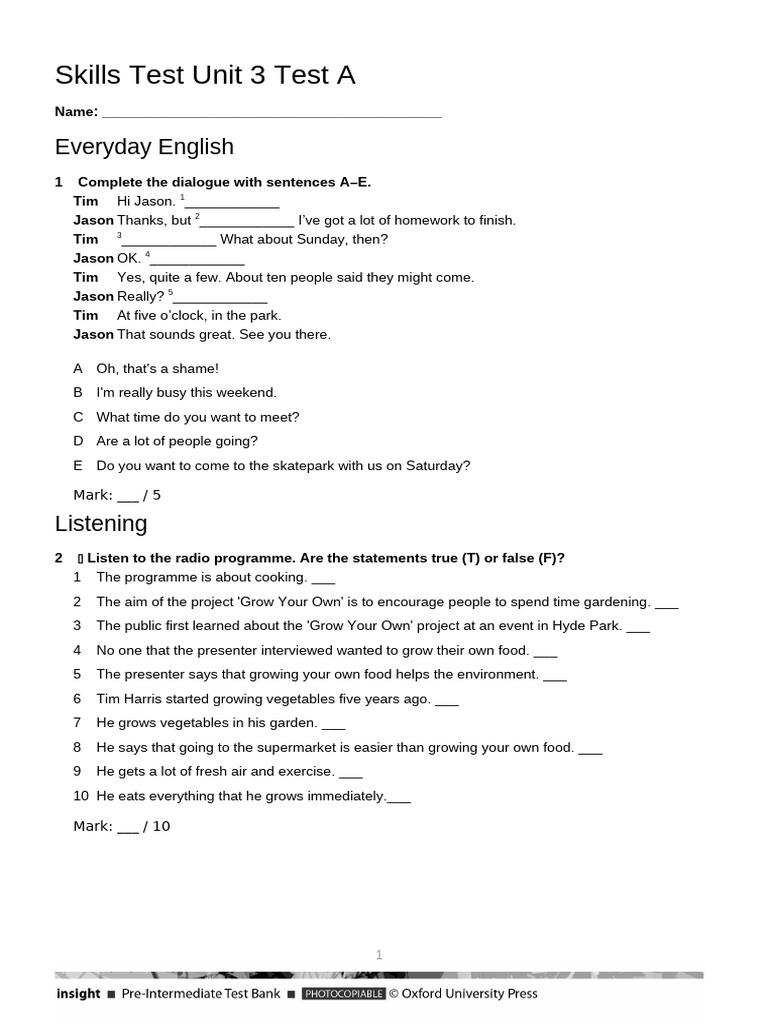 Everyday English Skills Test Unit 3 | PDF | Okinawa Prefecture | Japan