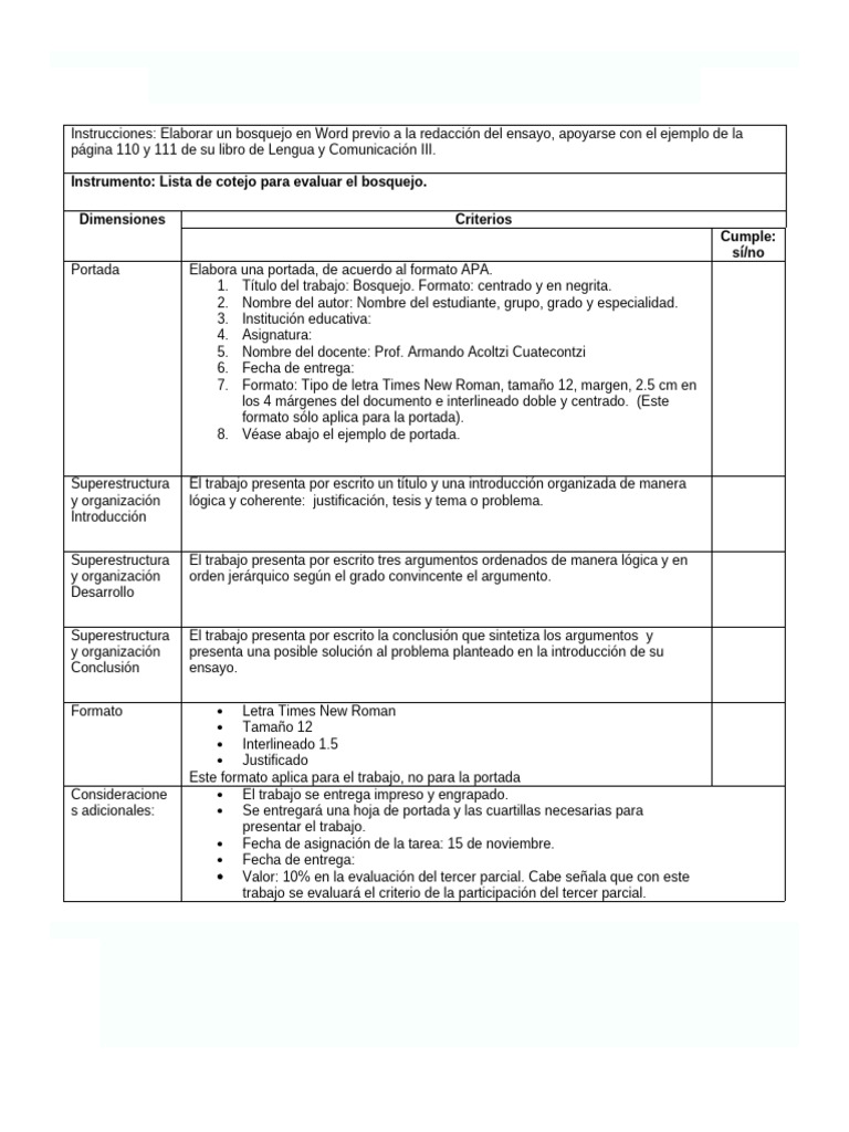 Guía para Bosquejo en Formato APA | PDF