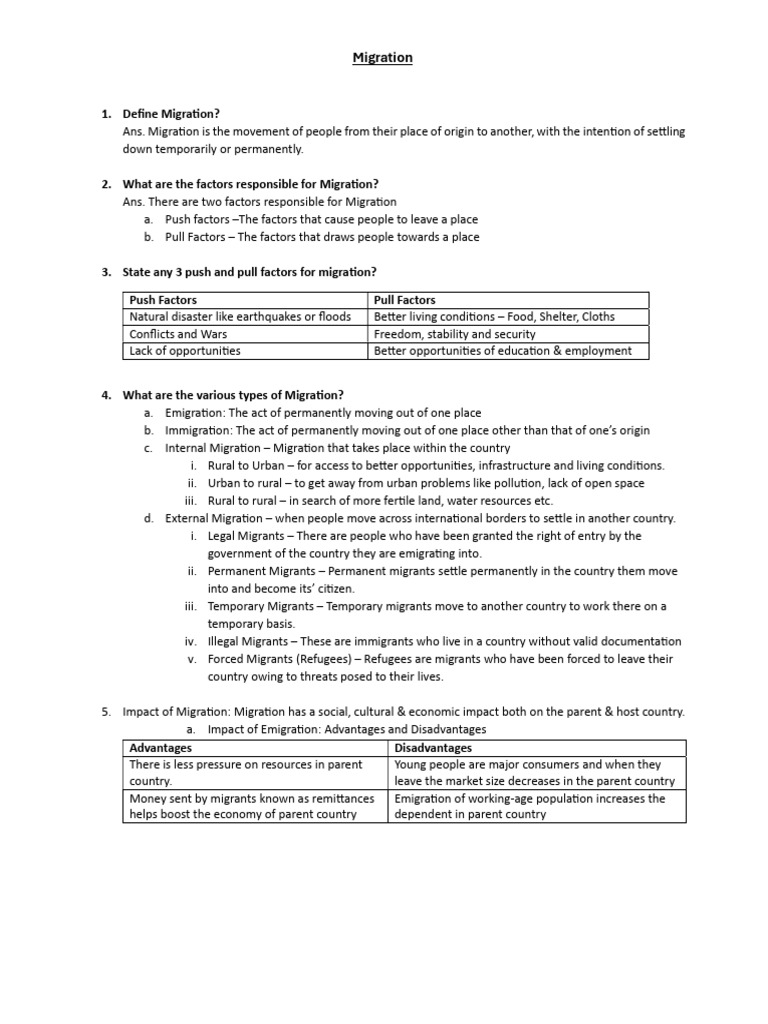 Understanding Migration Dynamics | PDF | Immigration | Human Migration