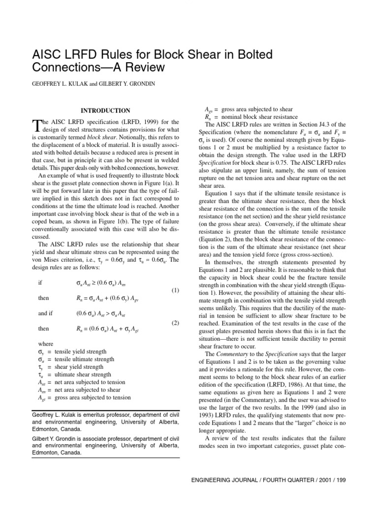 AISC JOURNAL 2001_V38 04 04 | PDF | Strength Of Materials | Fracture