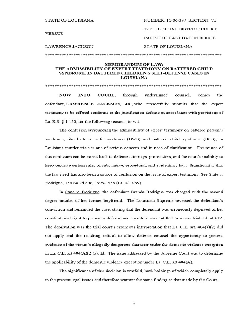 Criminal Trial Memo Louisiana | PDF | Insanity Defense | Plea