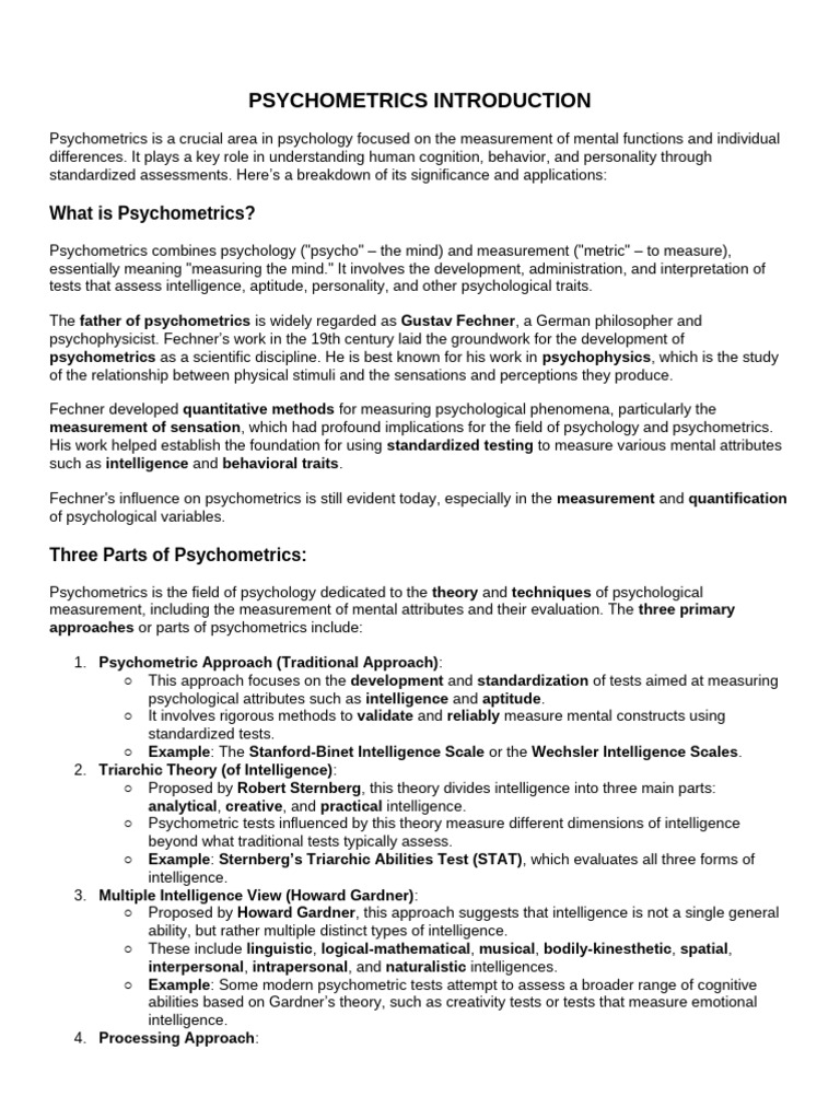 Psychometrics Introduction | PDF | Psychometrics | Psychological Testing