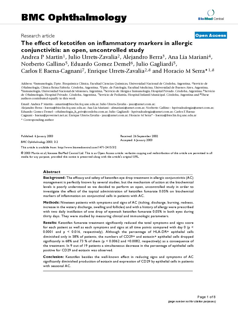 BMC Ophthalmology | PDF | Inflammation | Allergy