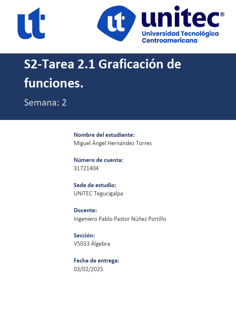 S2-Tarea 2.1 Graficación de Funciones | PDF