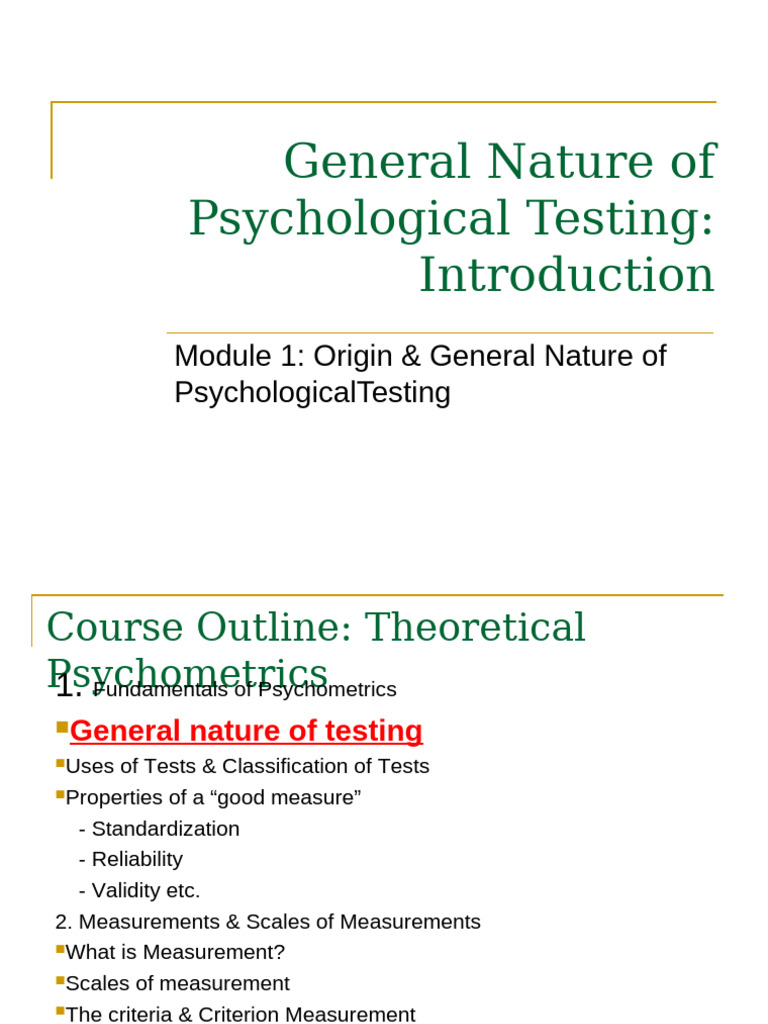 Psy827 - Module - 2 - Origin of Testing - History of Psychological ...