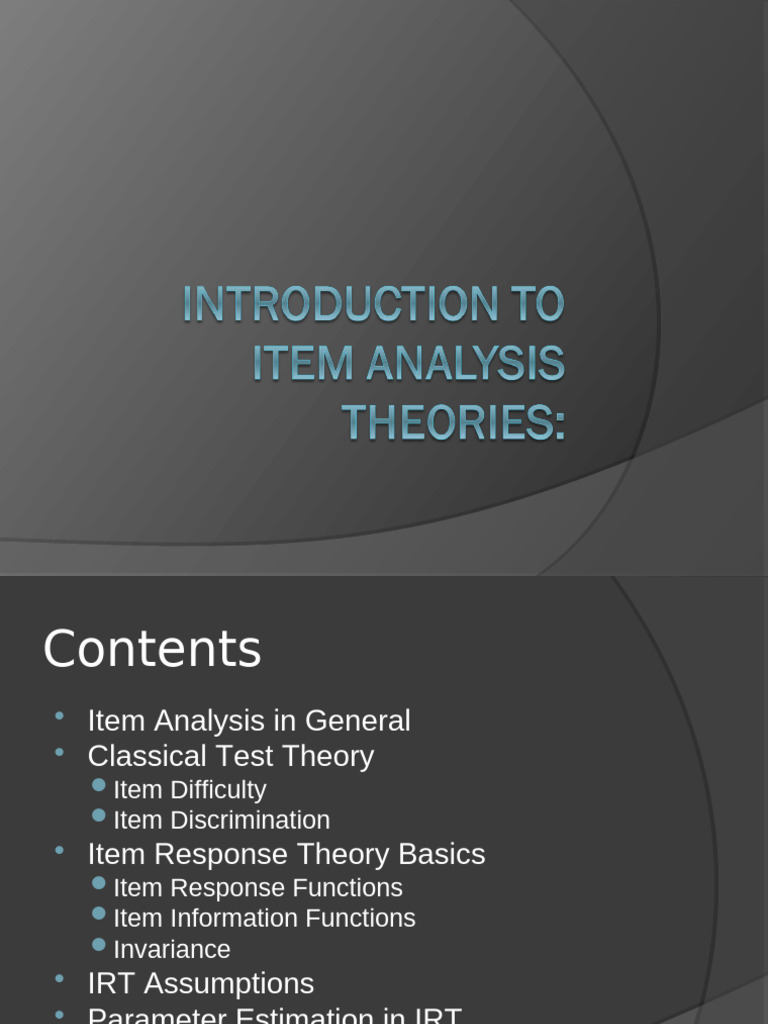 Understanding Item Response Theory | PDF | Applied Mathematics ...