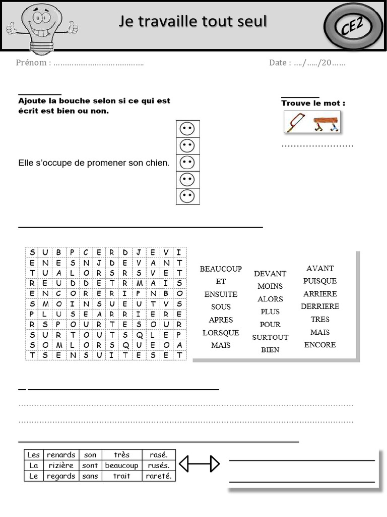 Fiche Autonomie CE2 Numéro 1 | PDF