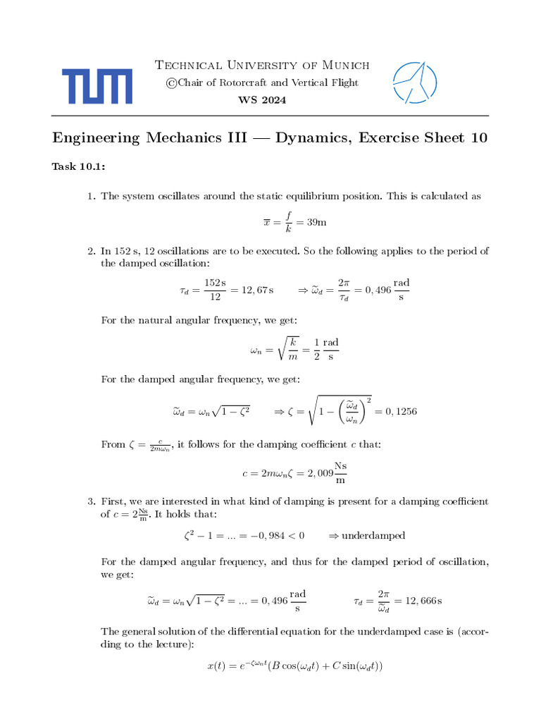 Em3 Exercise Sheet 10 Solution | PDF | Oscillation | Damping
