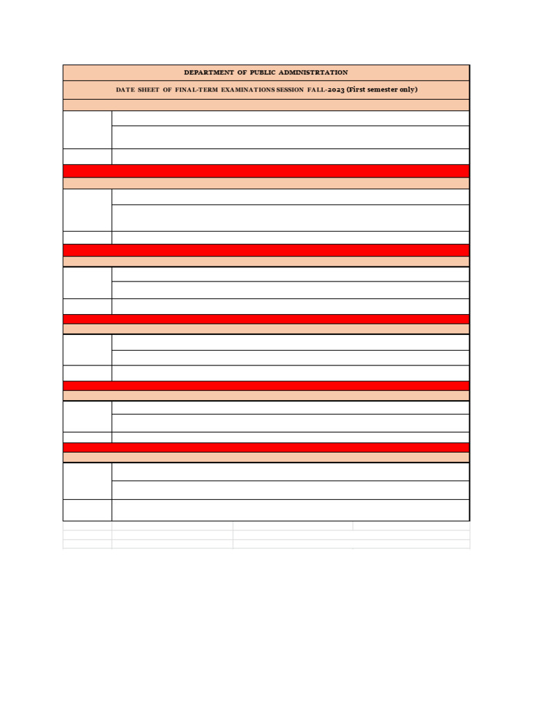 .Date Sheet Final Term Fall-2024 (First Semester +repeaters Only) | PDF