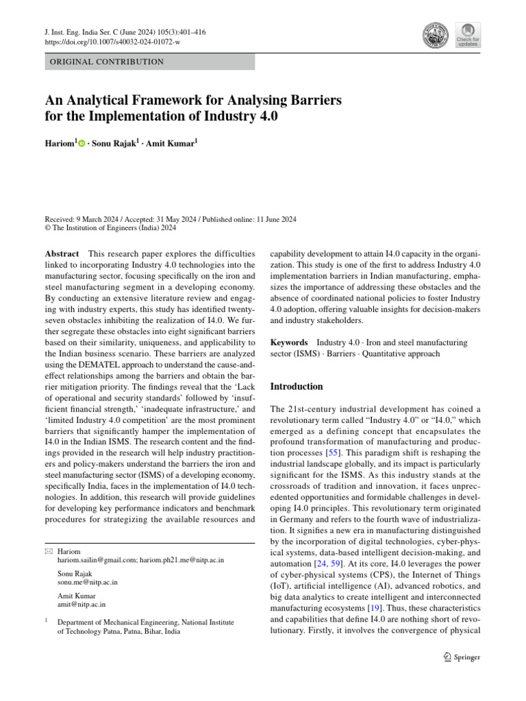 An Analytical Framework For Analysing Barriers For The Implementation ...