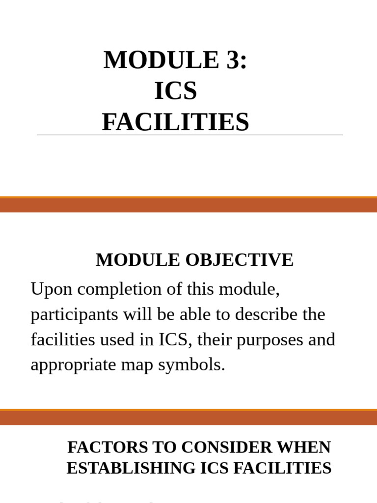 MODULE 3. ICS Facilities | PDF | Incident Command System | Safety