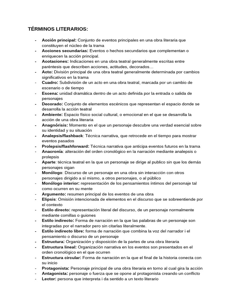 Términos Literarios | PDF | Narración | Narrativa