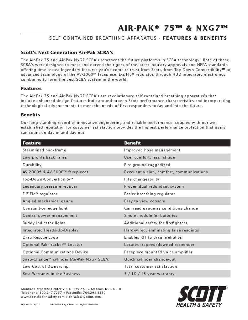 Air Pak 75 NxG7 - Features and Benefits | PDF | Manufactured Goods
