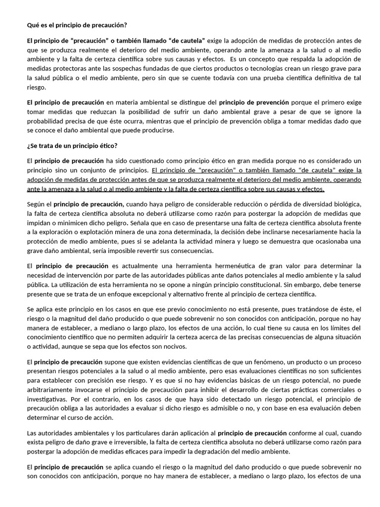 Principio de Precaución: Definición y Aplicaciones | PDF | Entorno natural