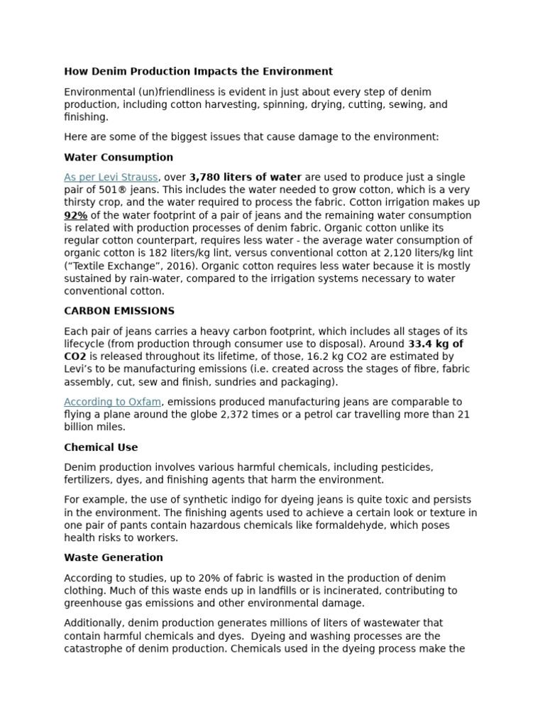 Environmental Impact of Denim Production | PDF | Paint | Waste