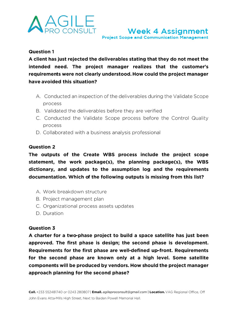 Week 4 Assignment Scope and Communication | PDF