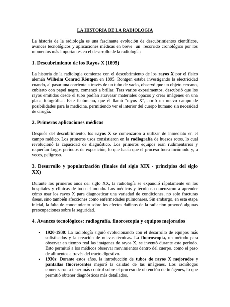 LA HISTORIA DE LA RADIOLOGIA | PDF | Radiología | Ct Scan