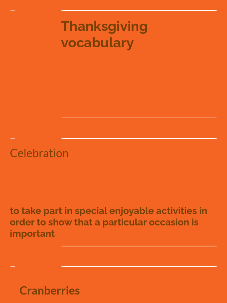 Thanksgiving Vocabulary List | PDF