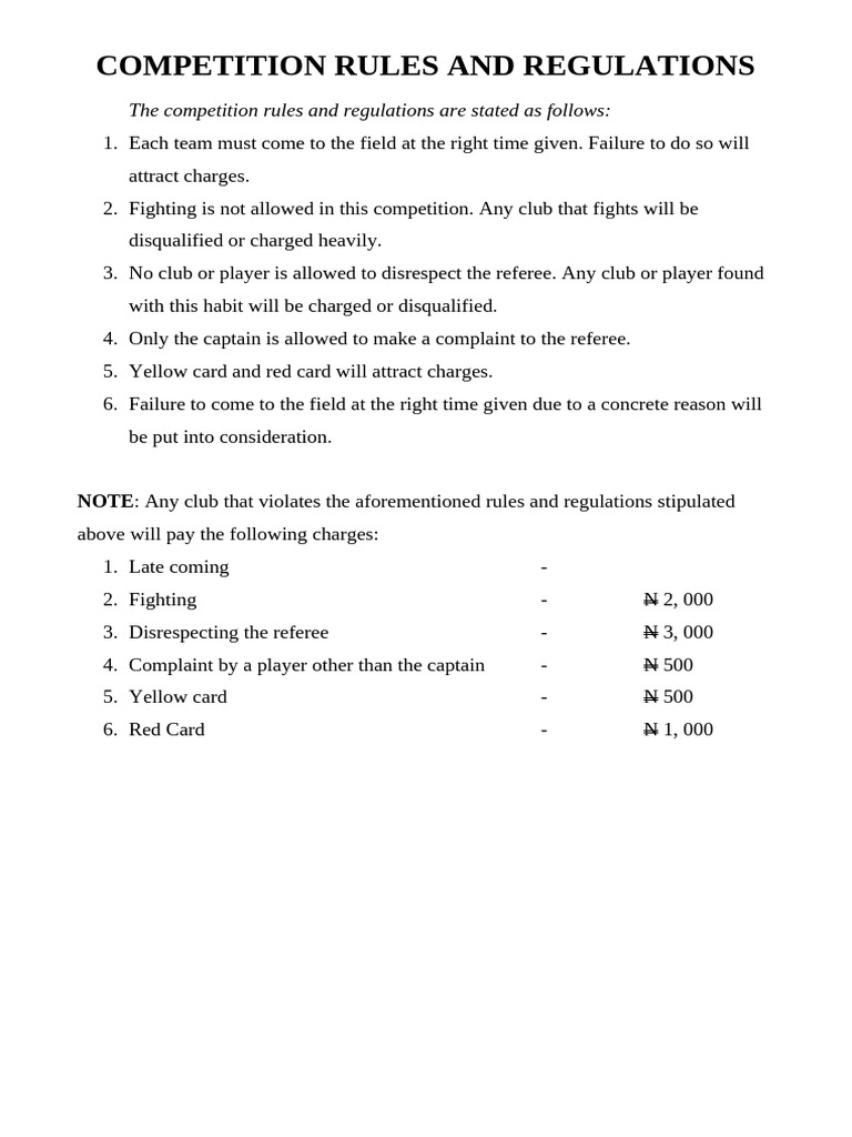 Competition Rules and Regulations | PDF | Association Football | Sports