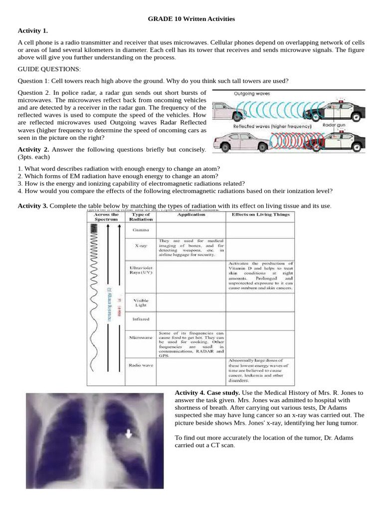 GRADE 10 Written Activities | PDF | Electromagnetic Radiation | Microwave
