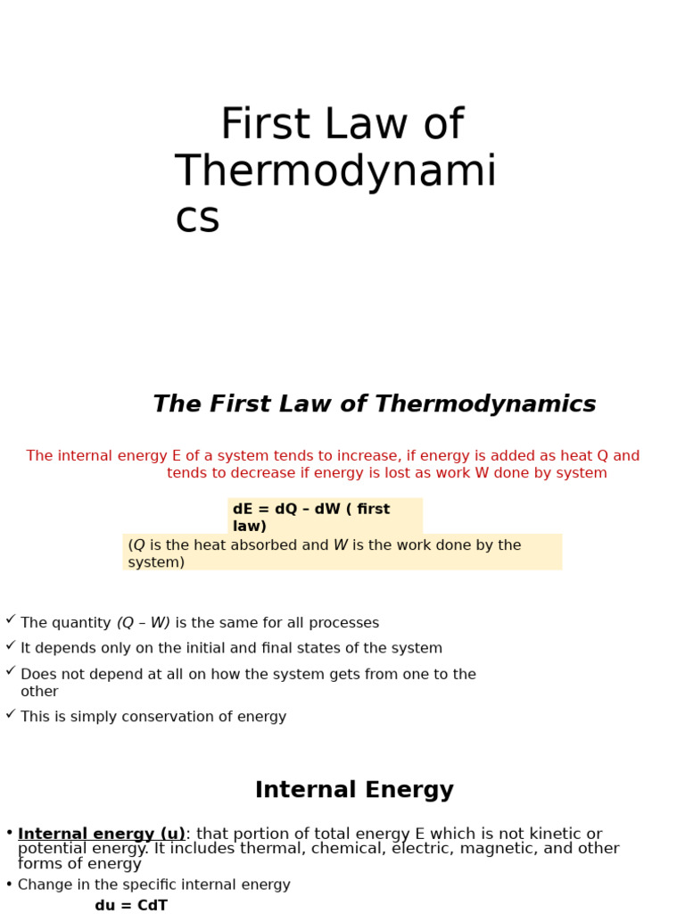 Understanding the First Law of Thermodynamics | PDF | Heat | Enthalpy