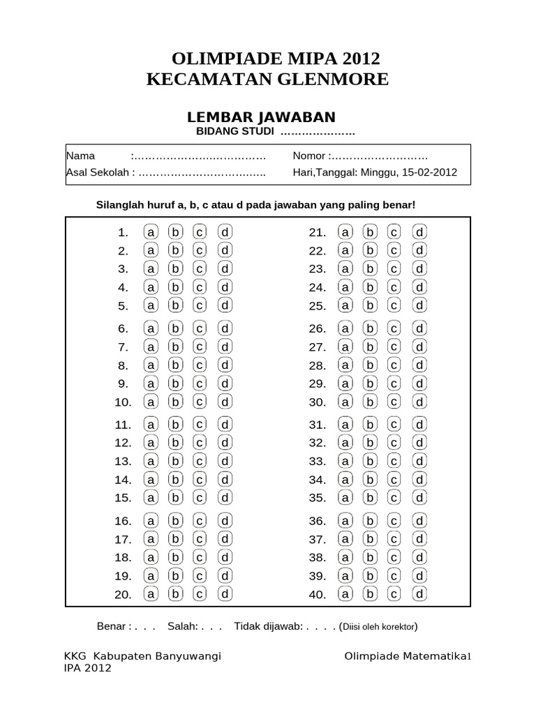 1.Ljk Dan Kunci Mipa Glenmore 2012 | PDF