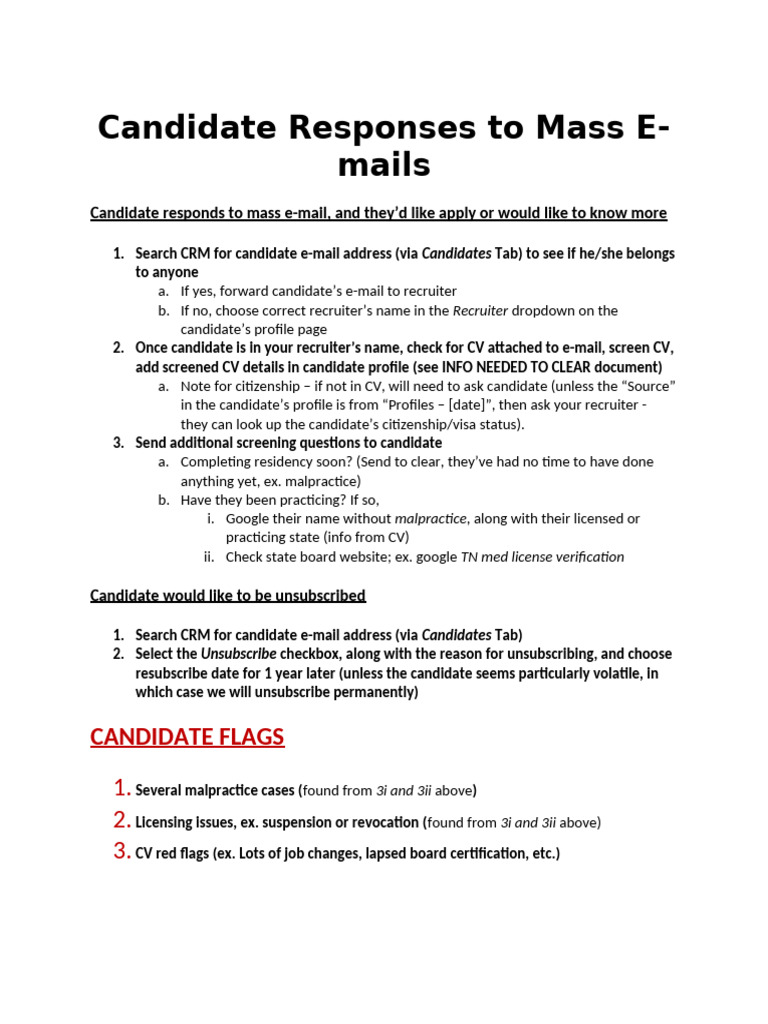 Handling Candidate Mass Email Responses | PDF