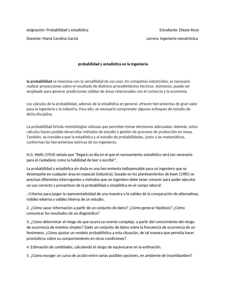 probabilidad y estadistica en la ingenieria (1) | PDF | Estadísticas | Probabilidad