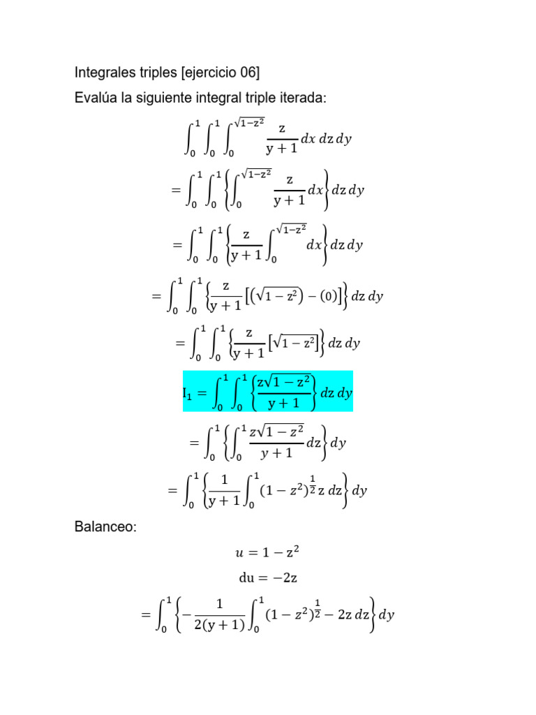 Ejercicio No 6 Integral Iterada Triple | PDF