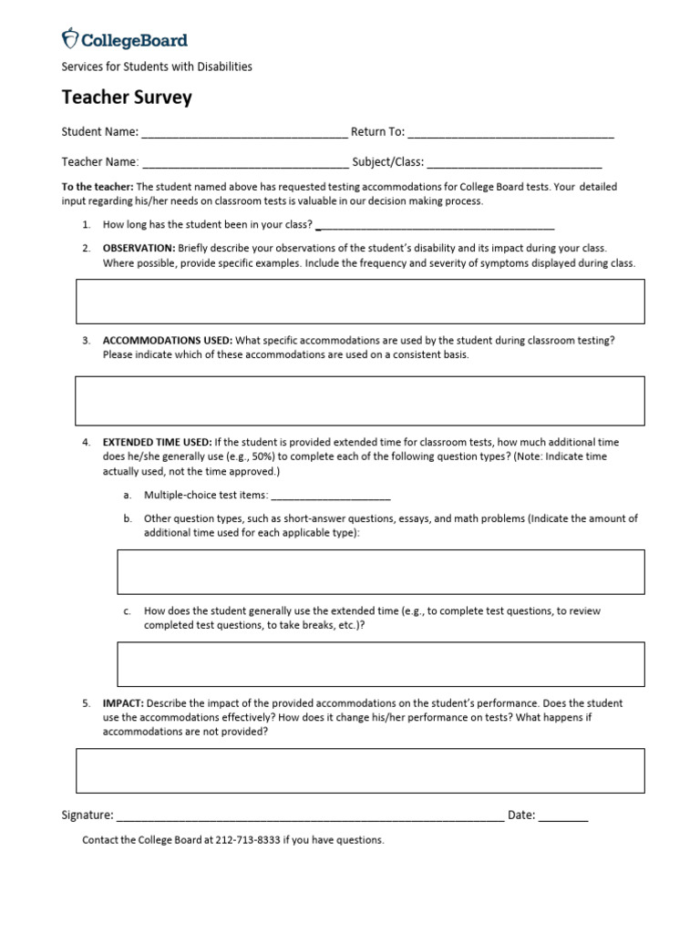 SSD Teacher Survey | PDF