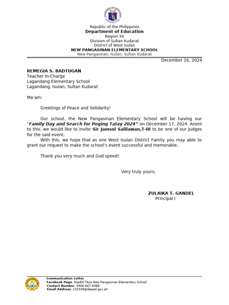 Invitation Letter For Judges | PDF