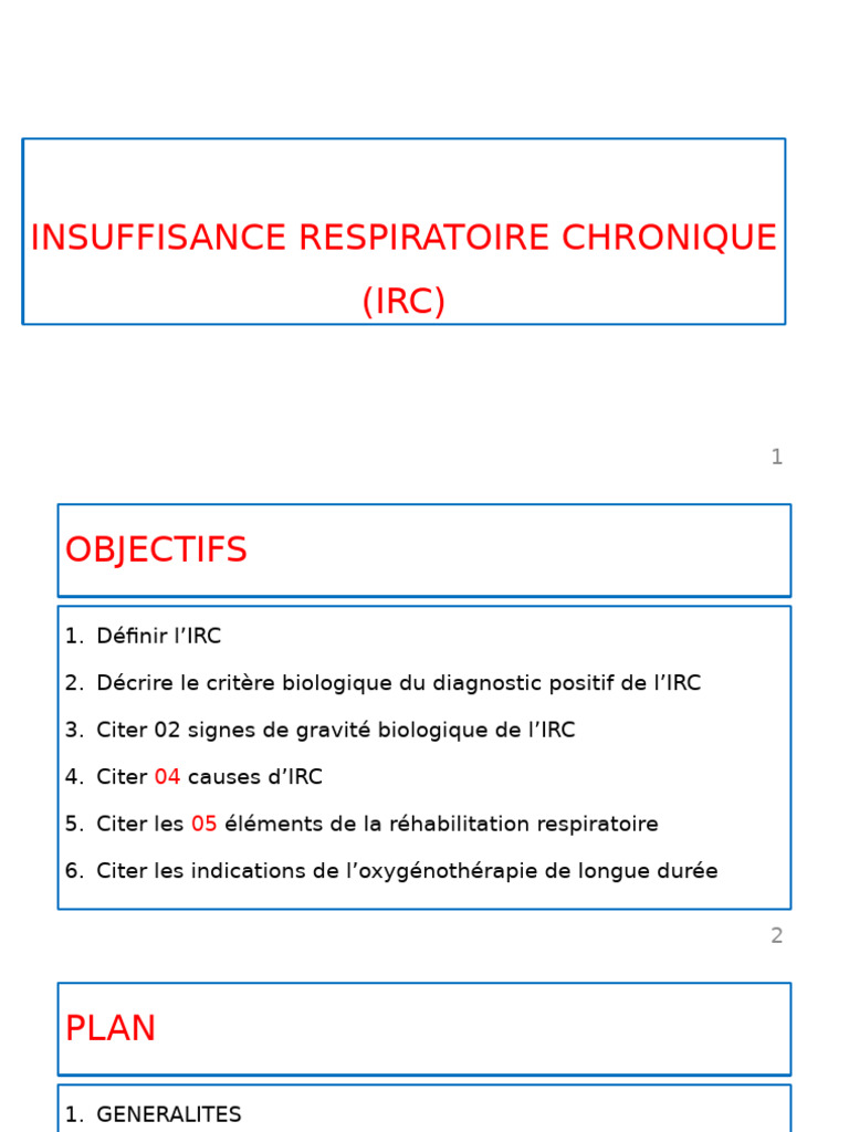 Insuffisance Respiratoire Chronique : Diagnostic et Traitement | PDF ...