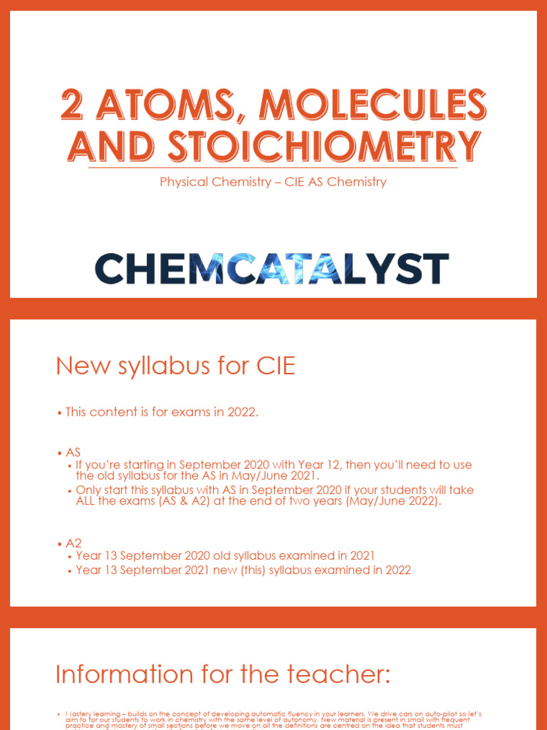 Atoms, molecules and stoichiometry | PDF | Mole (Unit) | Molecules