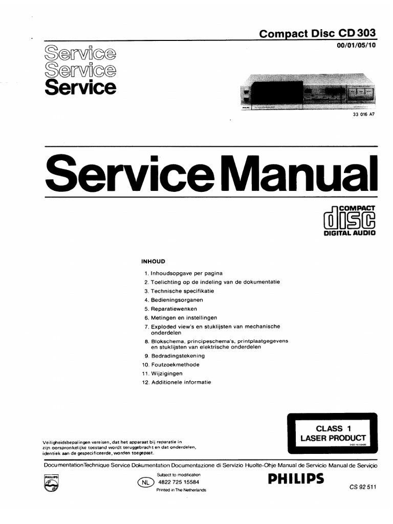 Philips cd303-00-01-05-10 SM 1 (ET) | PDF