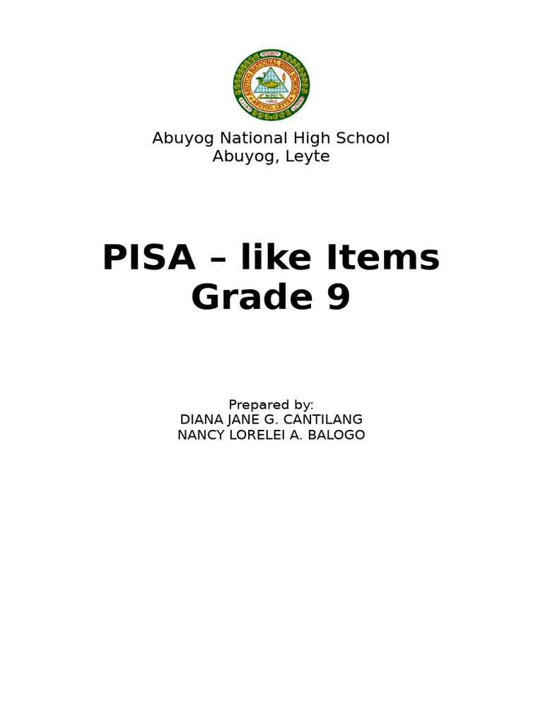 Pisa Grade 9 2nd Quarter | PDF