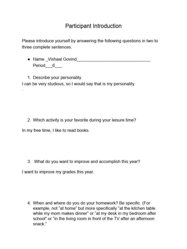 EESD Grade 7 Participant Introduction | PDF