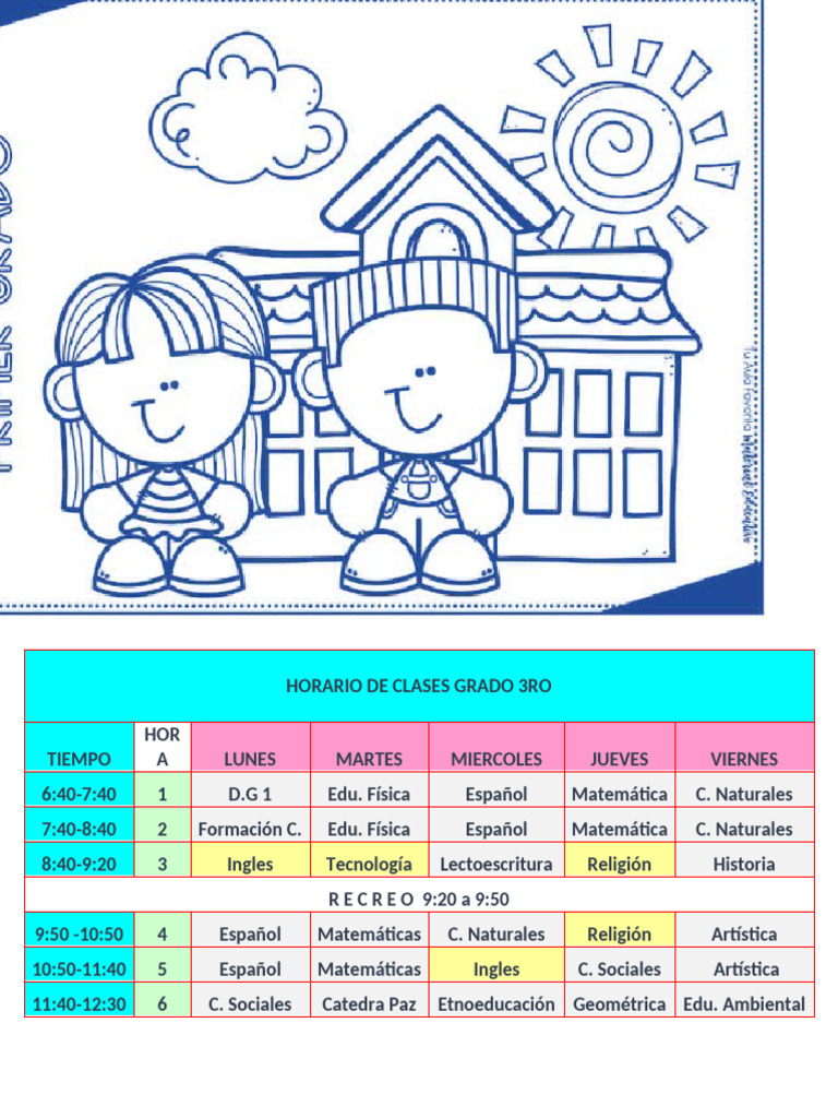 Horario Clases 3er Grado Escolar | PDF