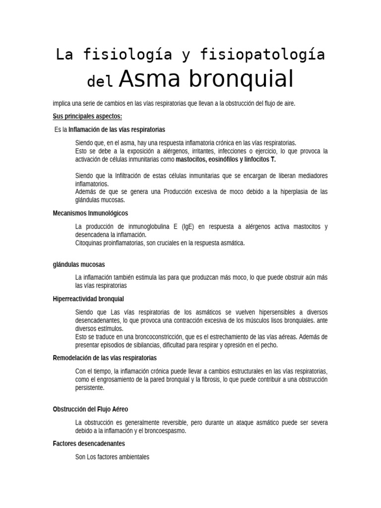 La Fisiología y Fisiopatología Del Asma Bronquial - 074741 | PDF