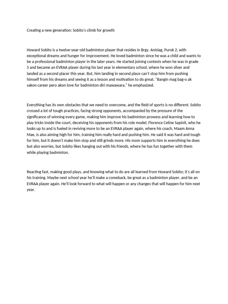 Sports Writing - Sobito | PDF