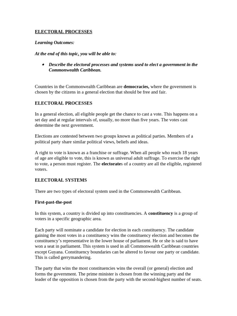 Electoral Processes | PDF | Electoral District | Elections