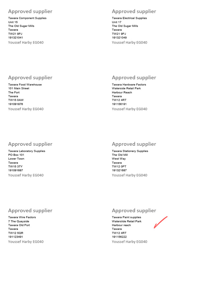 Edited - Labels M21SUPPLIERS Query | PDF