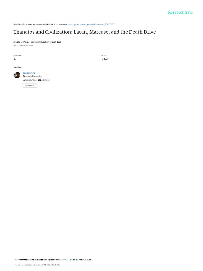 Marcuse On Freud | PDF | Jacques Lacan | Sigmund Freud