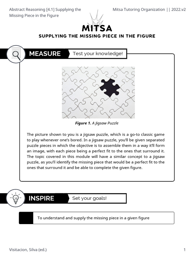 Abstract Reasoning %5B4.1%5D Supplying the Missing Piece in the Figure ...