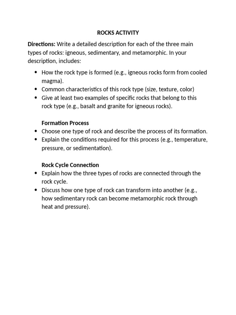 Rocks Activity | PDF