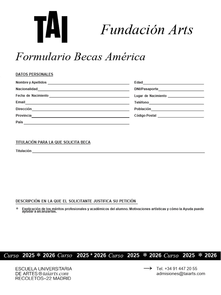 Formulario Becas America Esp | PDF